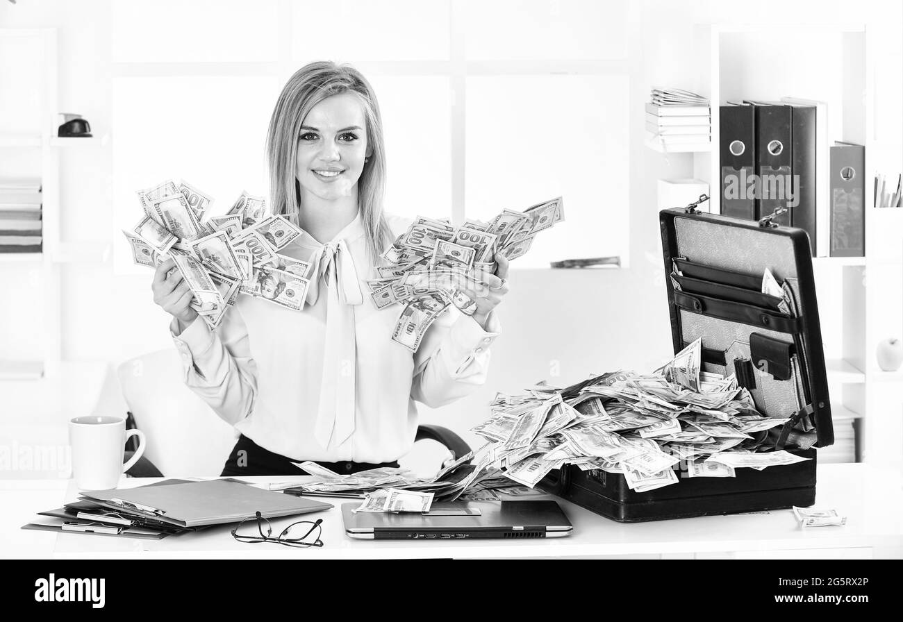 Business challenge. Financial achievement. Financial expert. Girl with ...