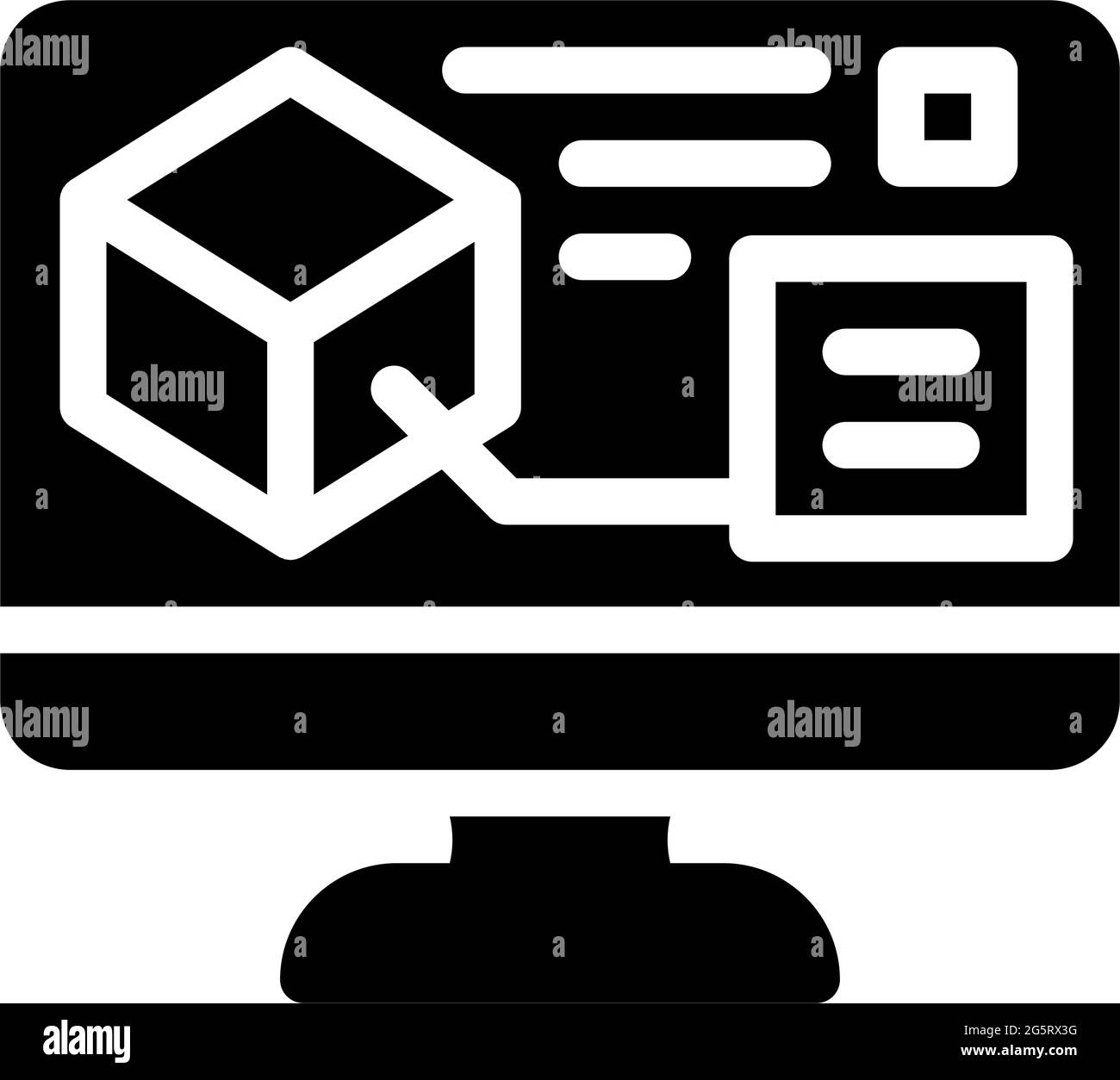digital model on computer screen glyph icon vector illustration Stock ...