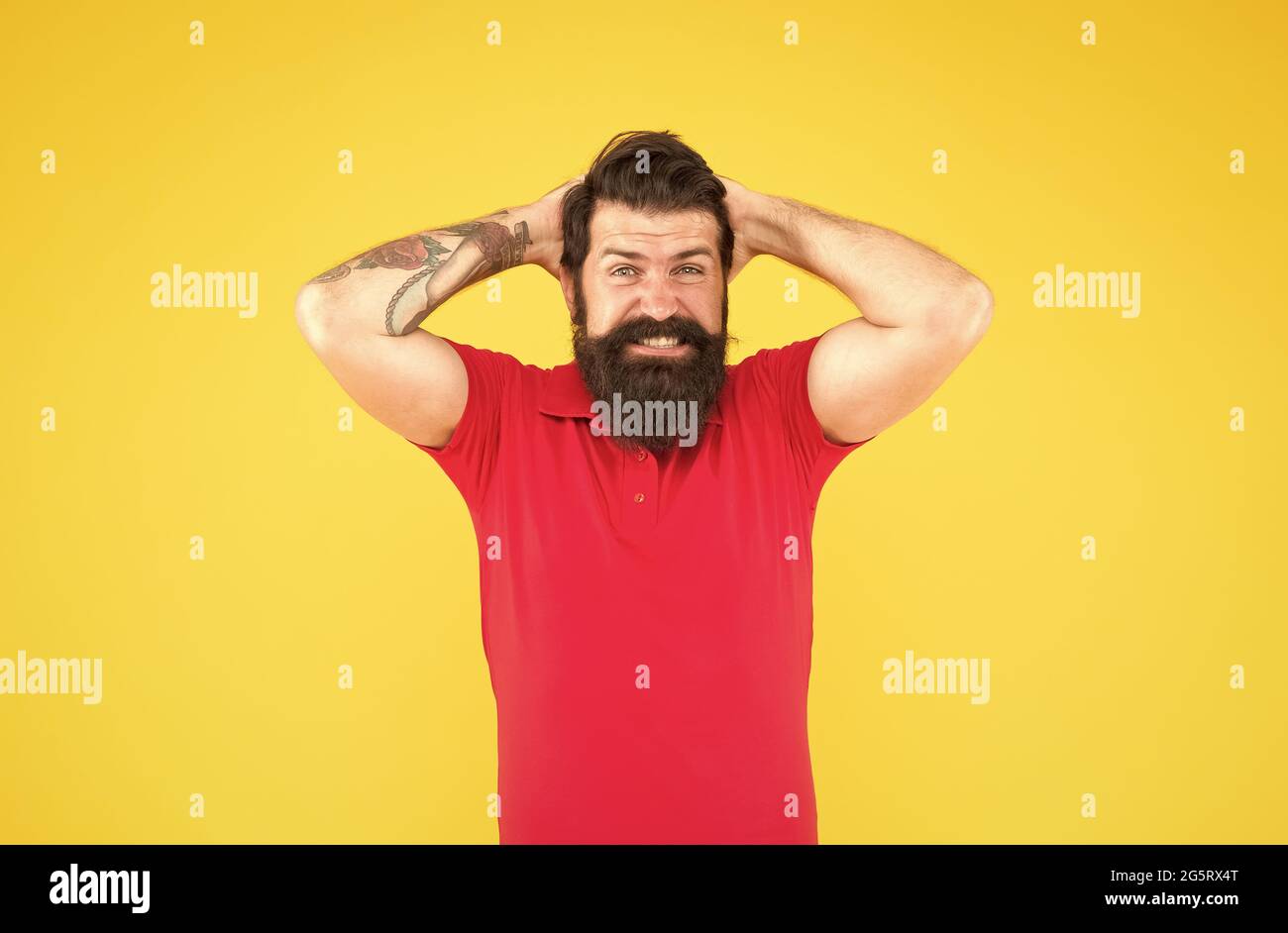 Disappointed guy. Inner energy. Lost success. Bearded man in casual ...