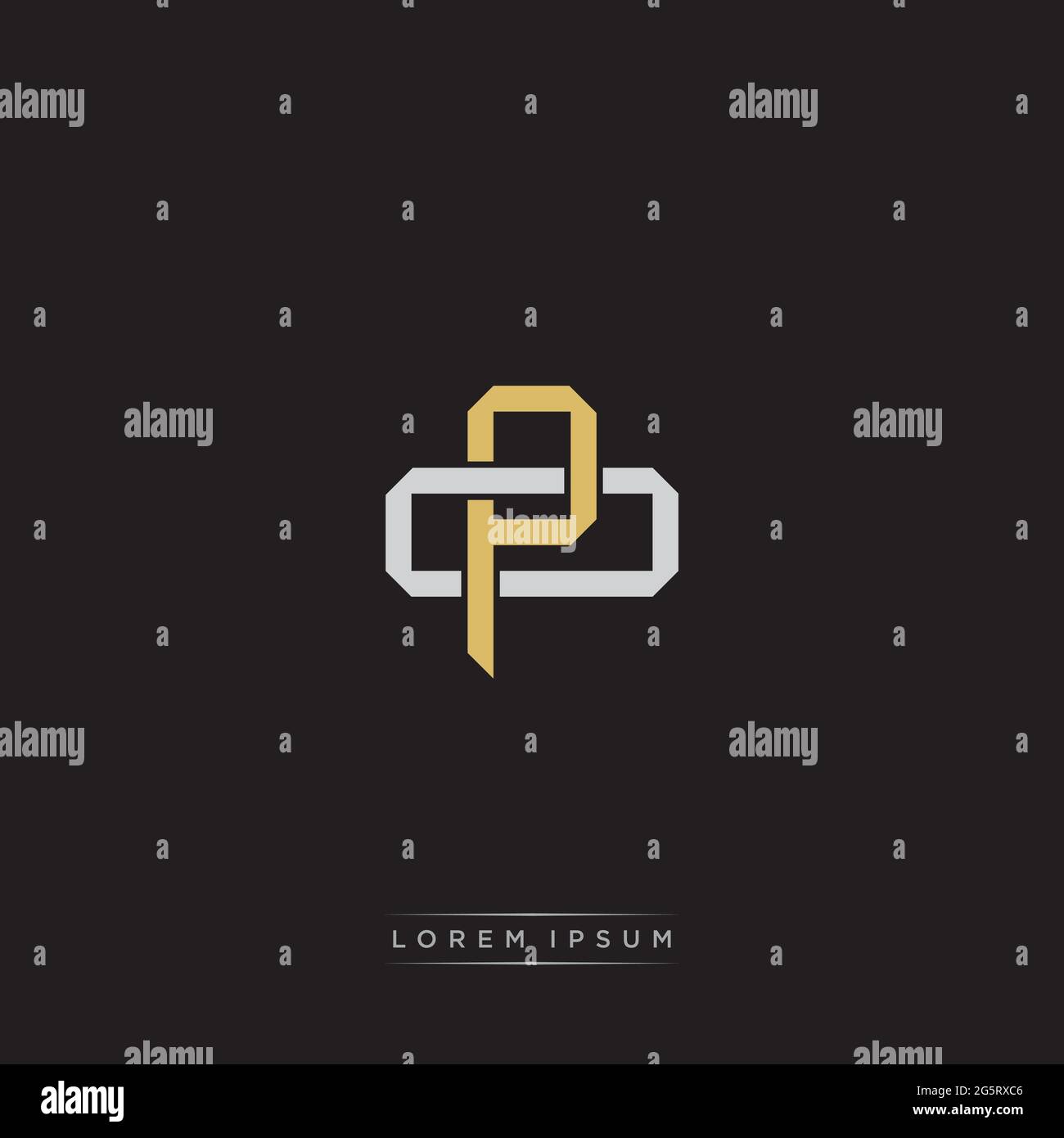 Initial letter overlapping interlock logo monogram line art style ...
