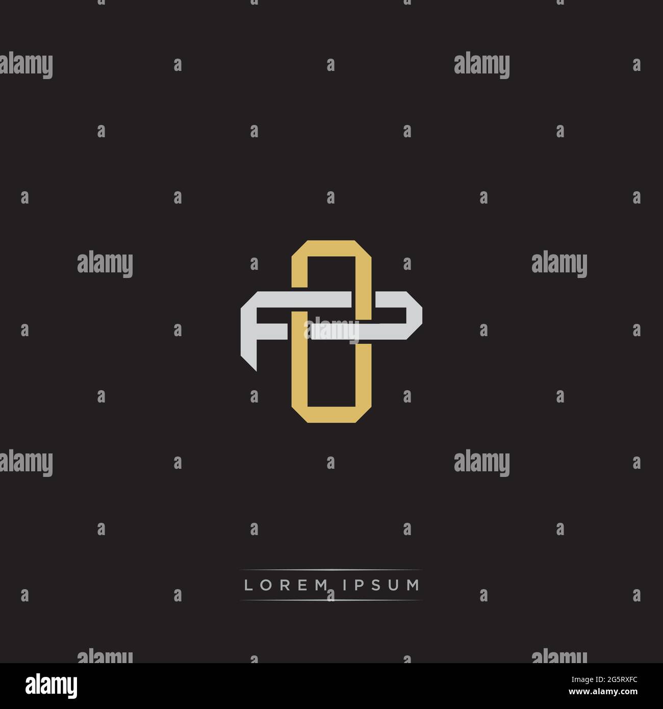 Initial letter overlapping interlock logo monogram line art style ...