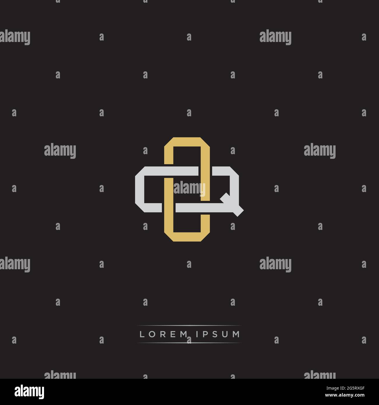 Initial letter overlapping interlock logo monogram line art style ...
