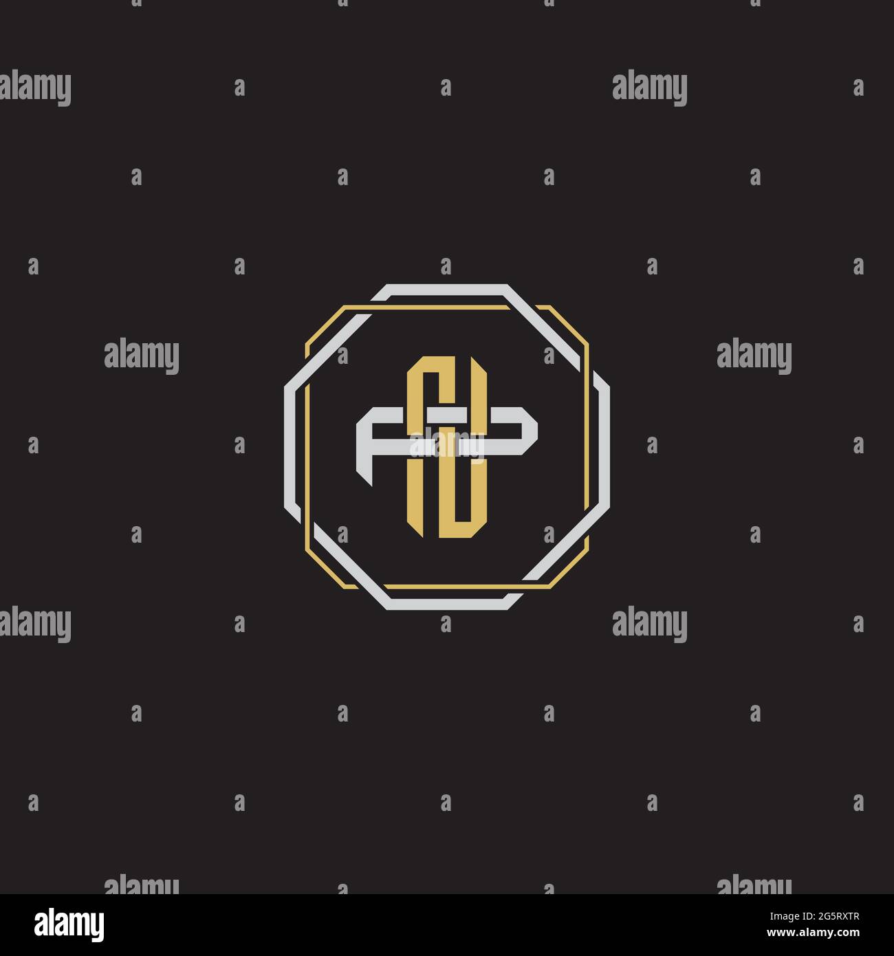 Initial letter overlapping interlock logo monogram line art style ...