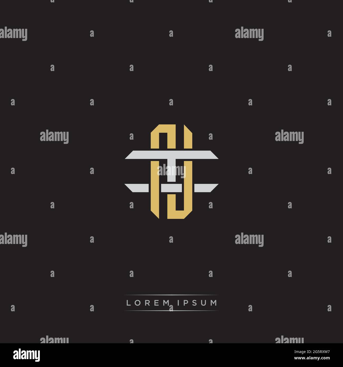 Initial letter overlapping interlock logo monogram line art style ...