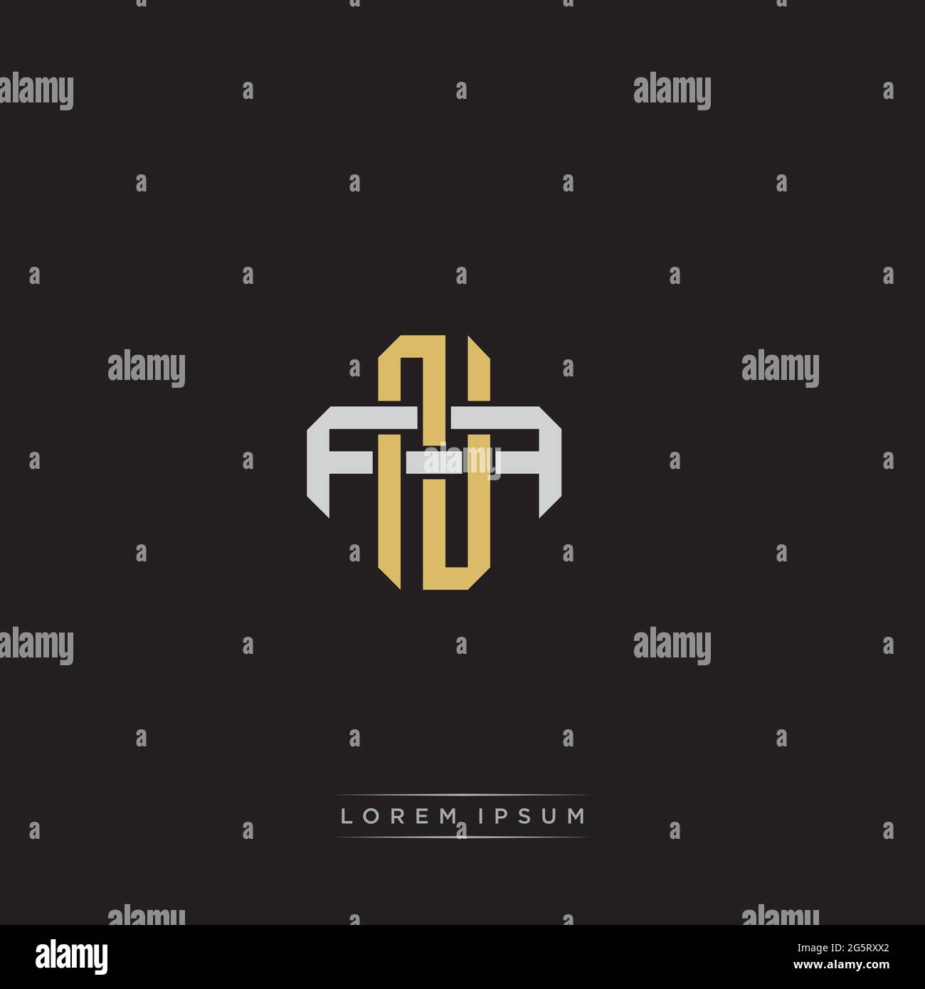 Initial letter overlapping interlock logo monogram line art style ...