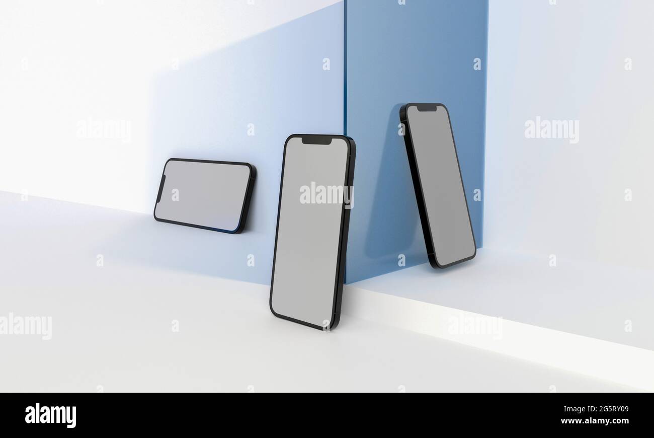 3d render illustration generic phone mock up in a white design high key ...