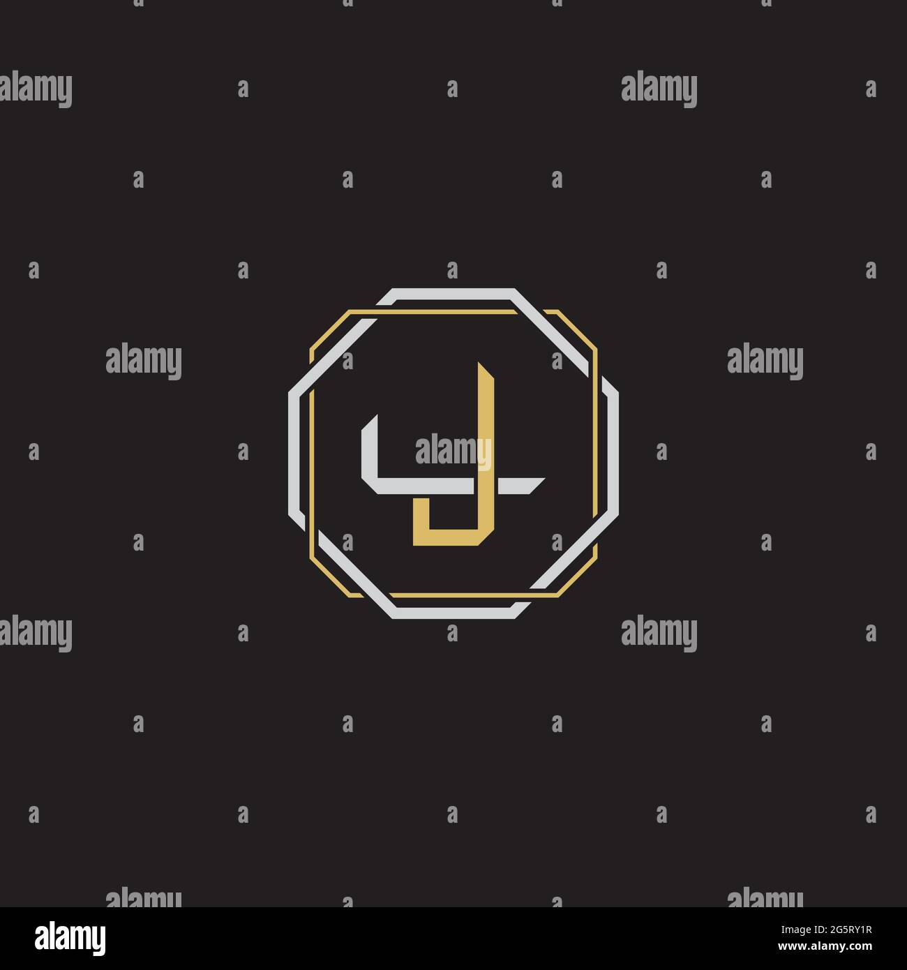 Initial letter overlapping interlock logo monogram line art style ...