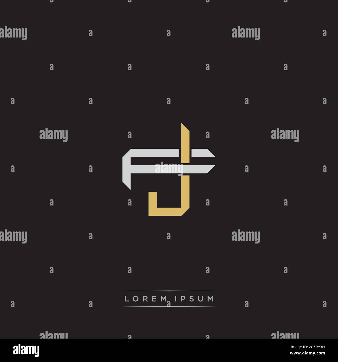 Initial letter overlapping interlock logo monogram line art style isolated on black background ...