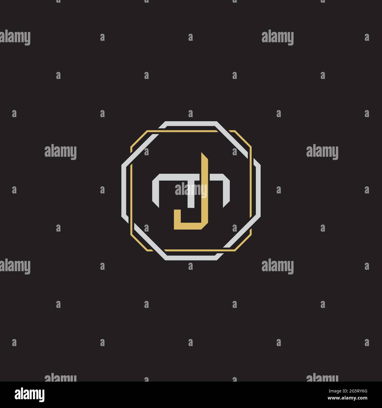 Initial letter overlapping interlock logo monogram line art style ...