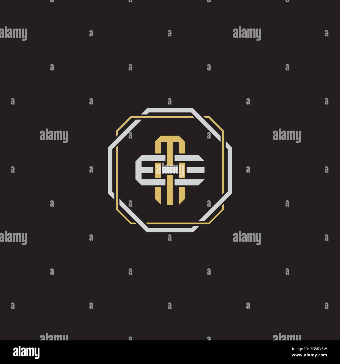 Initial letter overlapping interlock logo monogram line art style isolated on black background ...