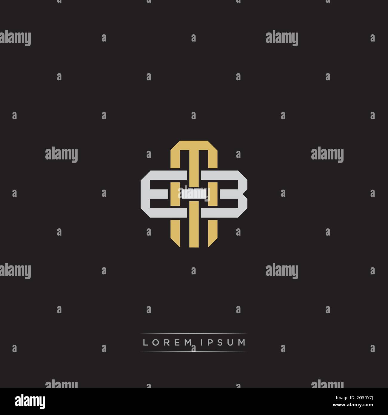 Initial letter overlapping interlock logo monogram line art style ...