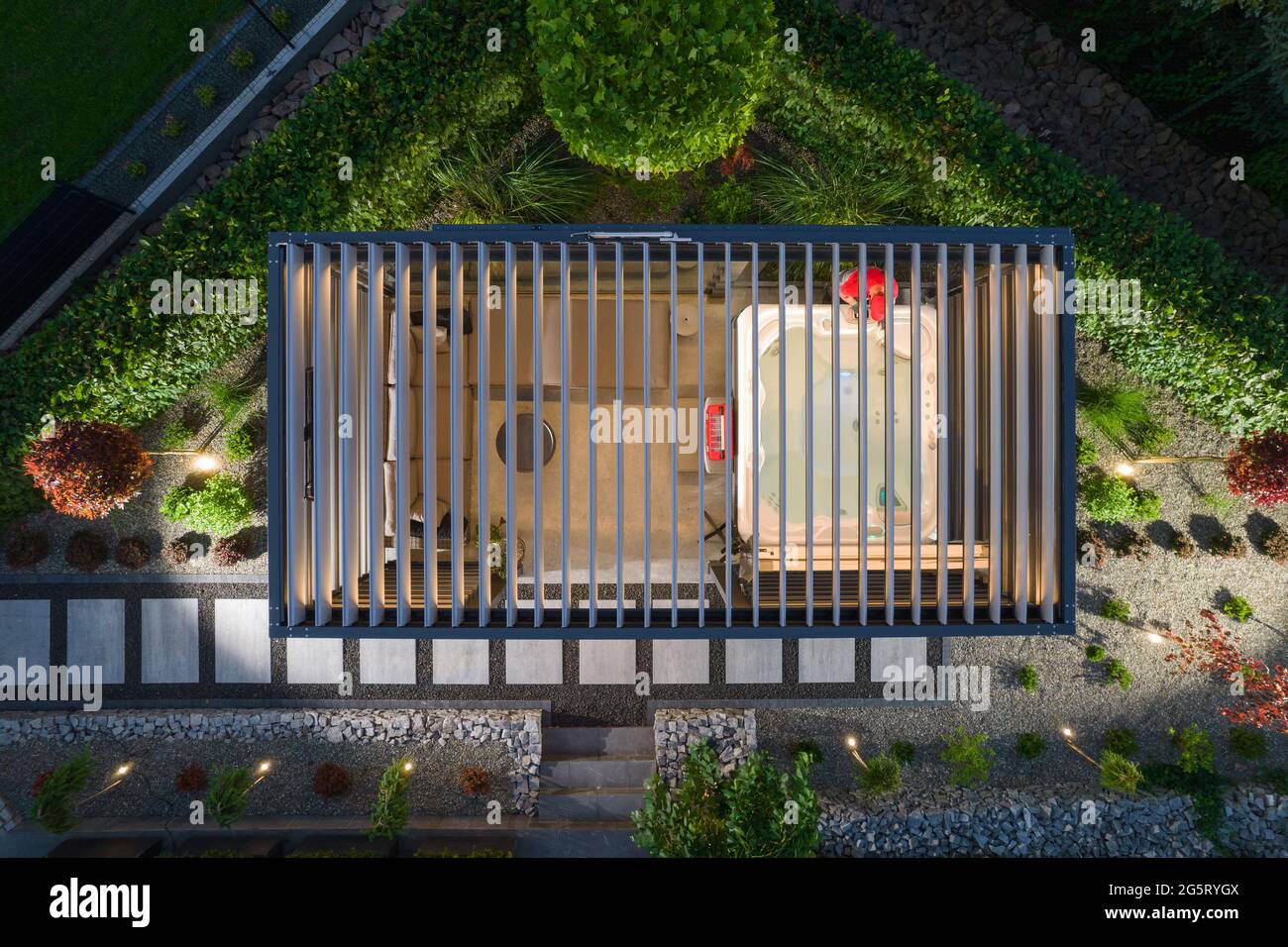 Modern backyard spa shelter hi-res stock photography and images - Alamy