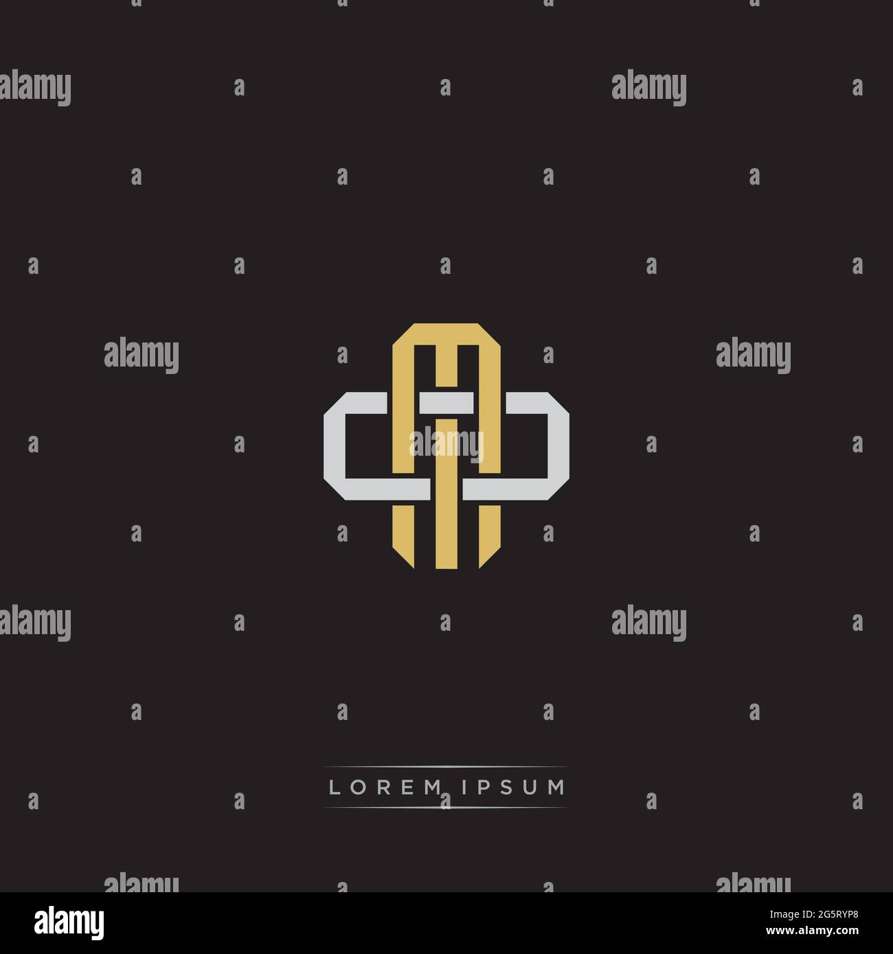 Initial letter overlapping interlock logo monogram line art style ...