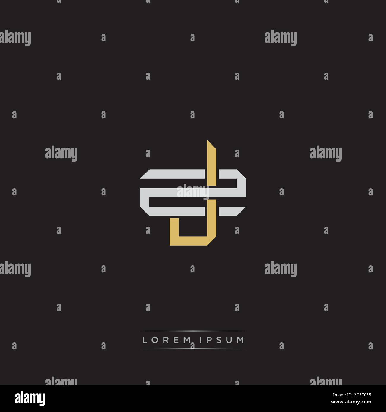 Initial letter overlapping interlock logo monogram line art style ...