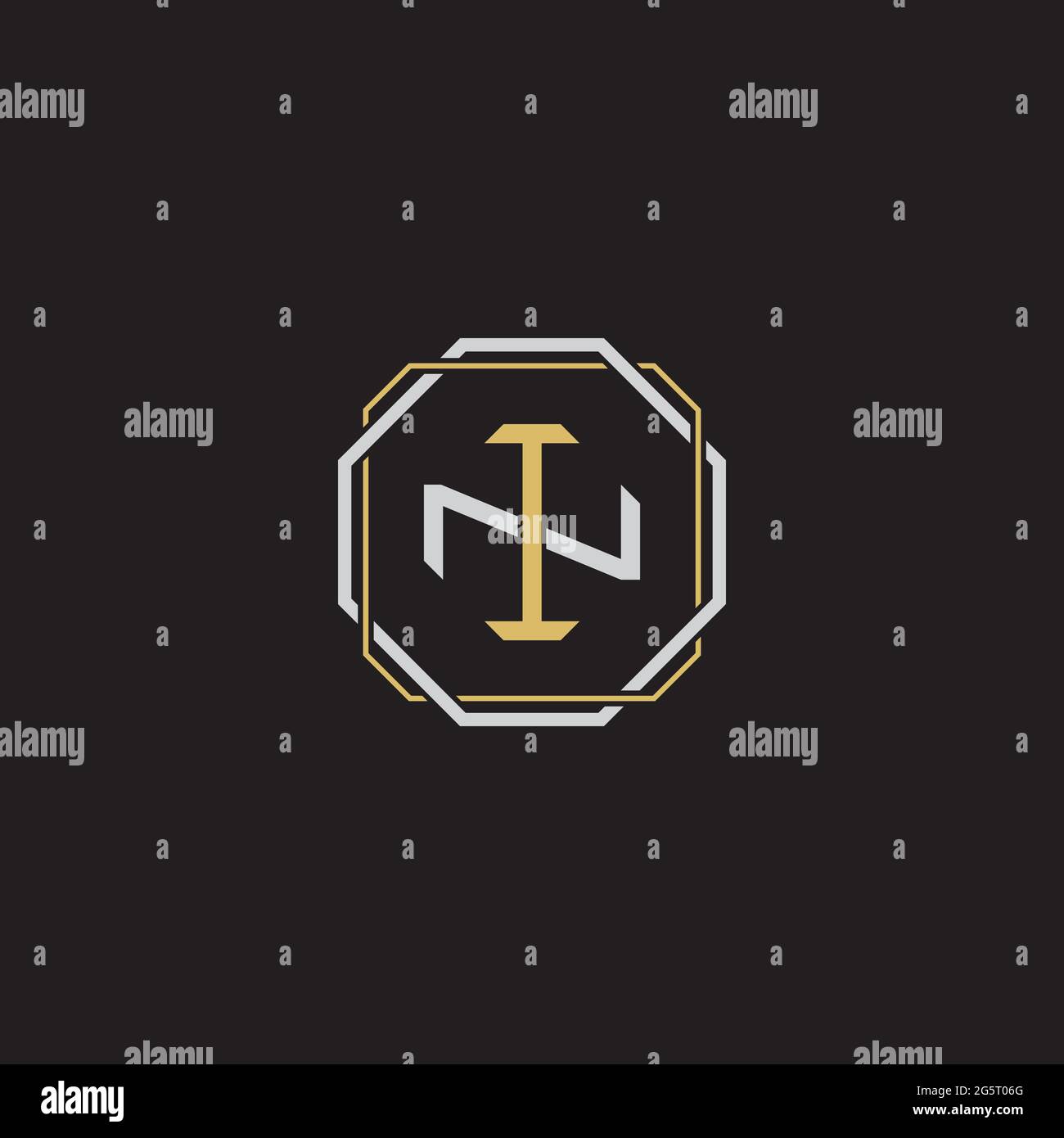 Initial letter overlapping interlock logo monogram line art style ...