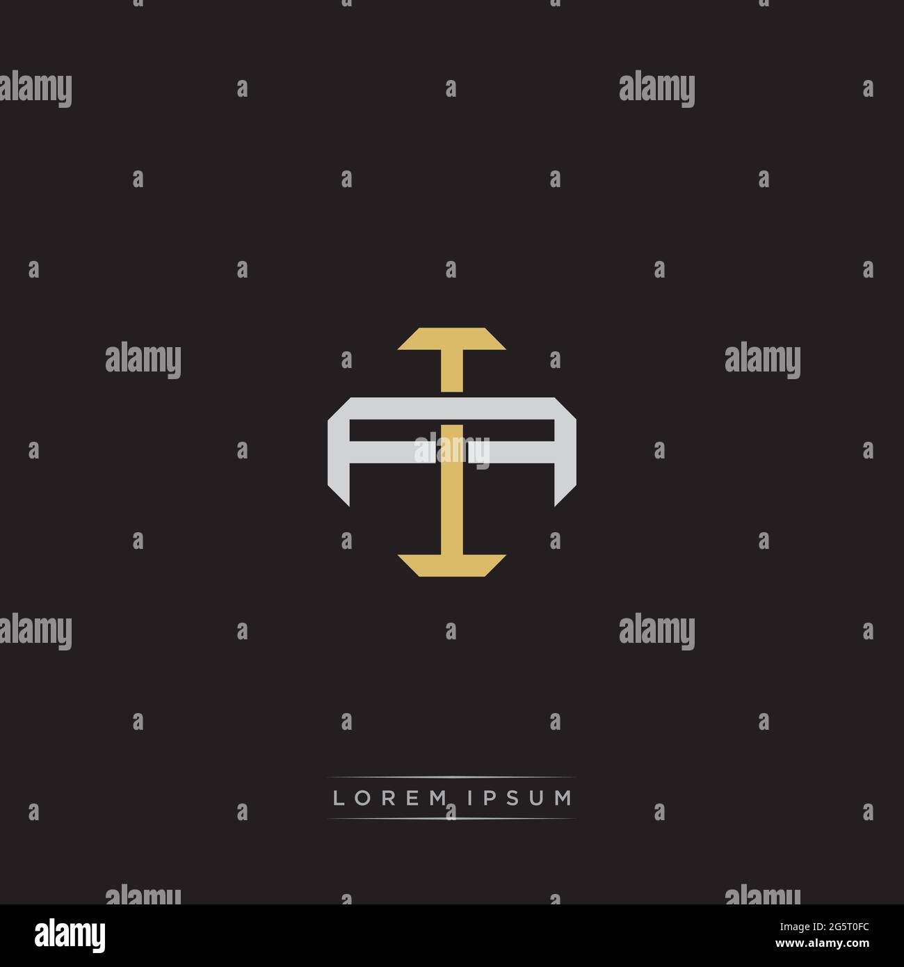 Initial letter overlapping interlock logo monogram line art style isolated on black background ...
