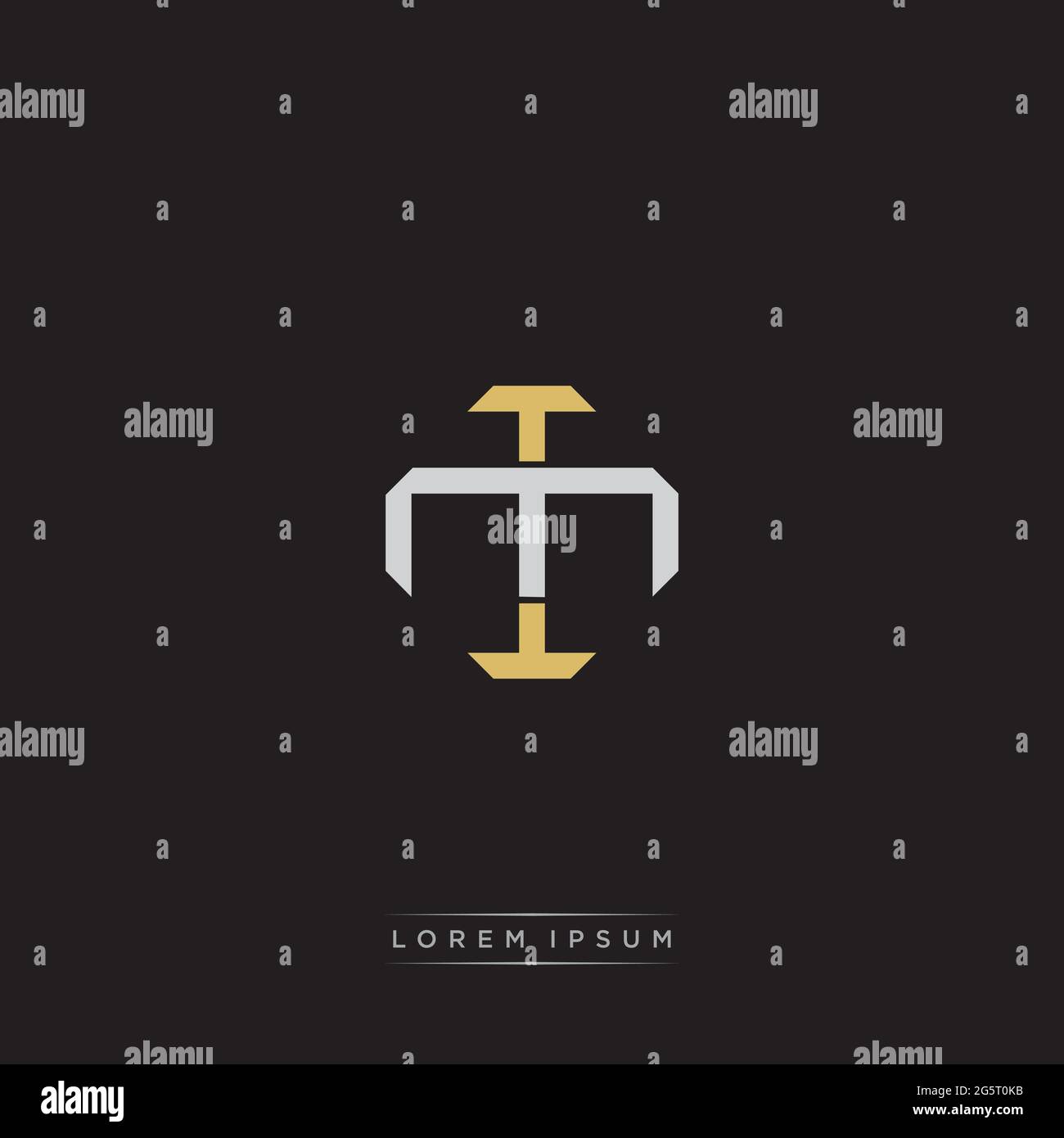 Initial letter overlapping interlock logo monogram line art style ...