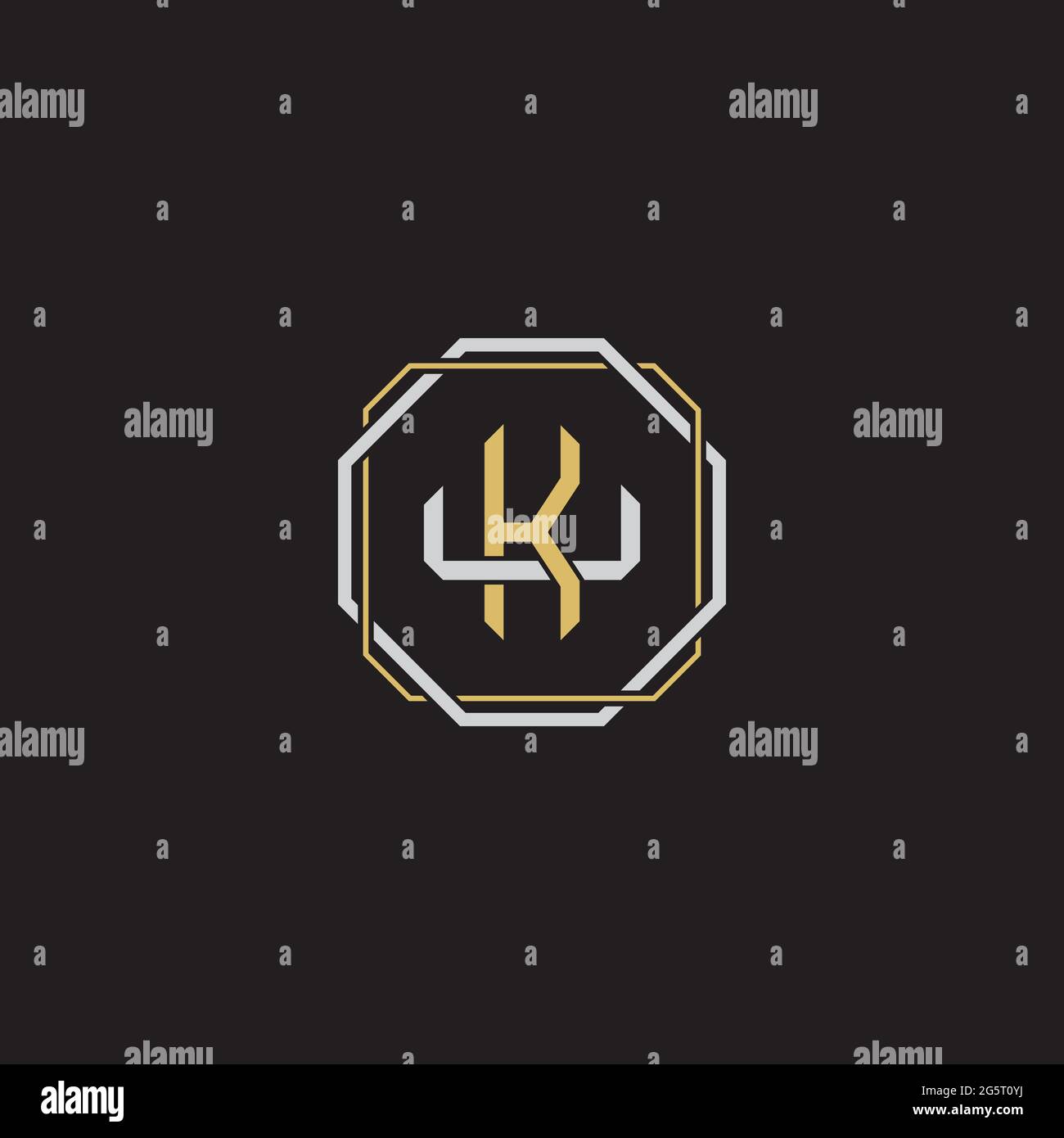 Initial letter overlapping interlock logo monogram line art style ...