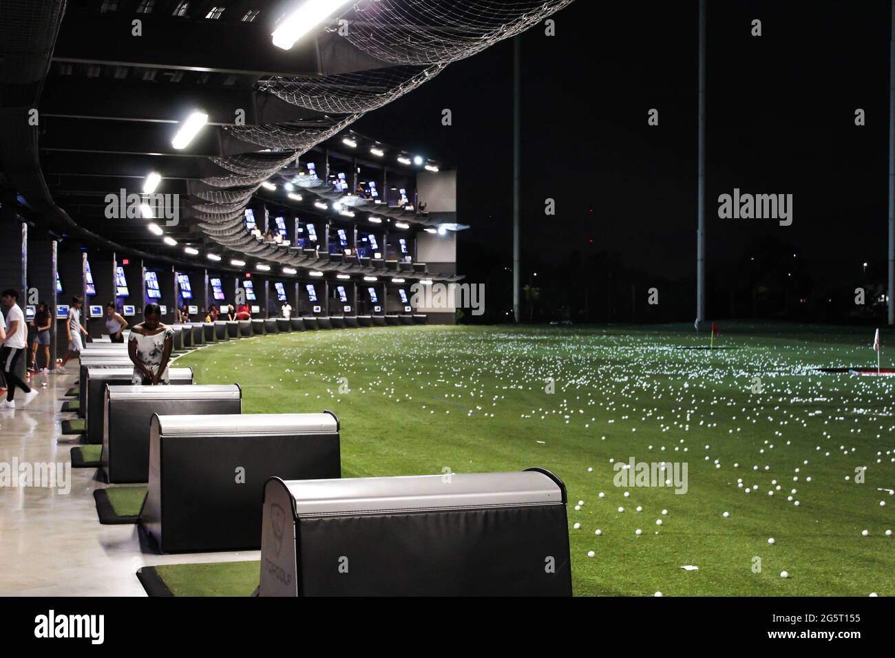 Night time view of TopGolf entertainment building in Miami, Florida ...