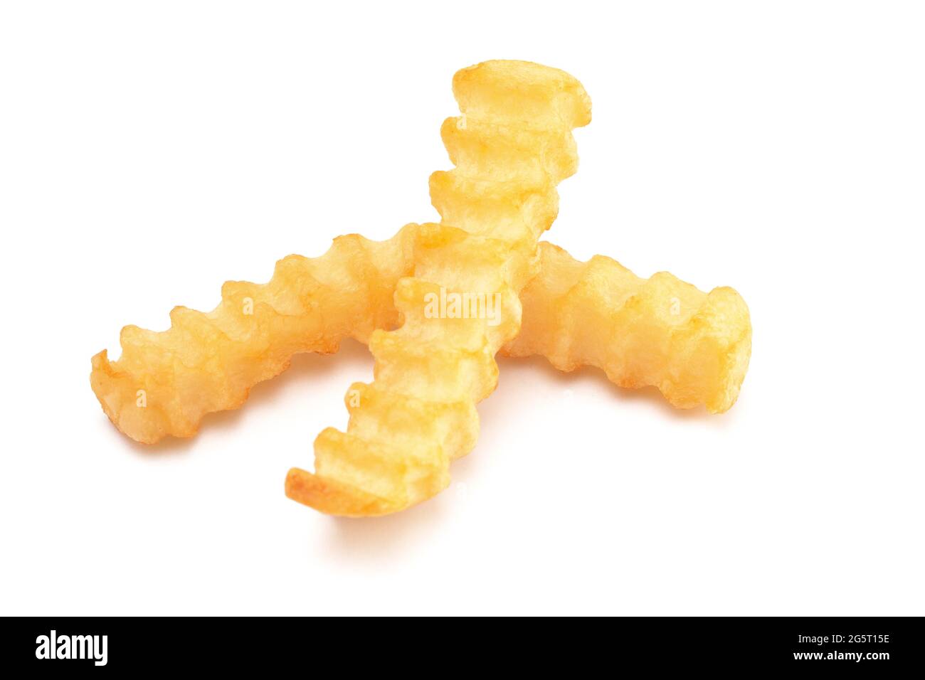 Crinkle Fries Isolated on a White Background Stock Photo - Alamy