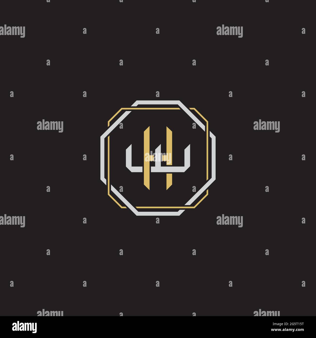 Initial letter overlapping interlock logo monogram line art style isolated on black background ...