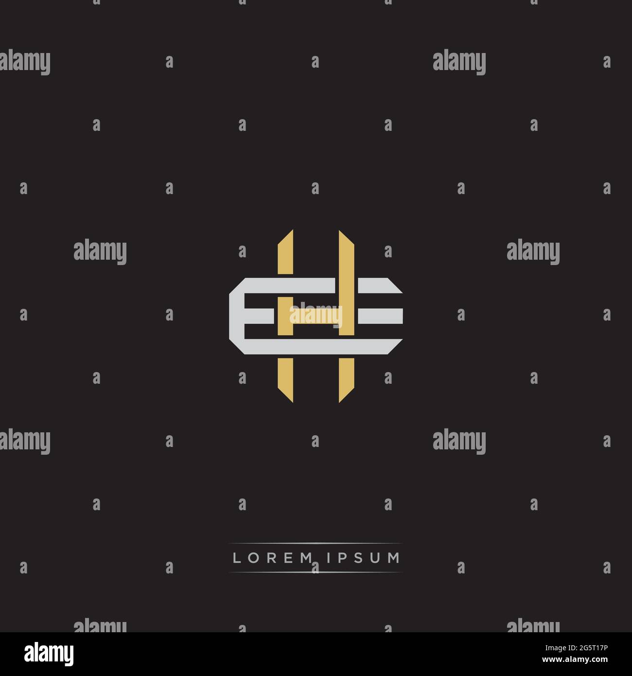 Initial letter overlapping interlock logo monogram line art style ...