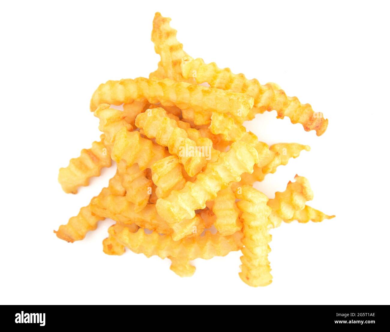 Crinkle Fries Isolated on a White Background Stock Photo - Alamy