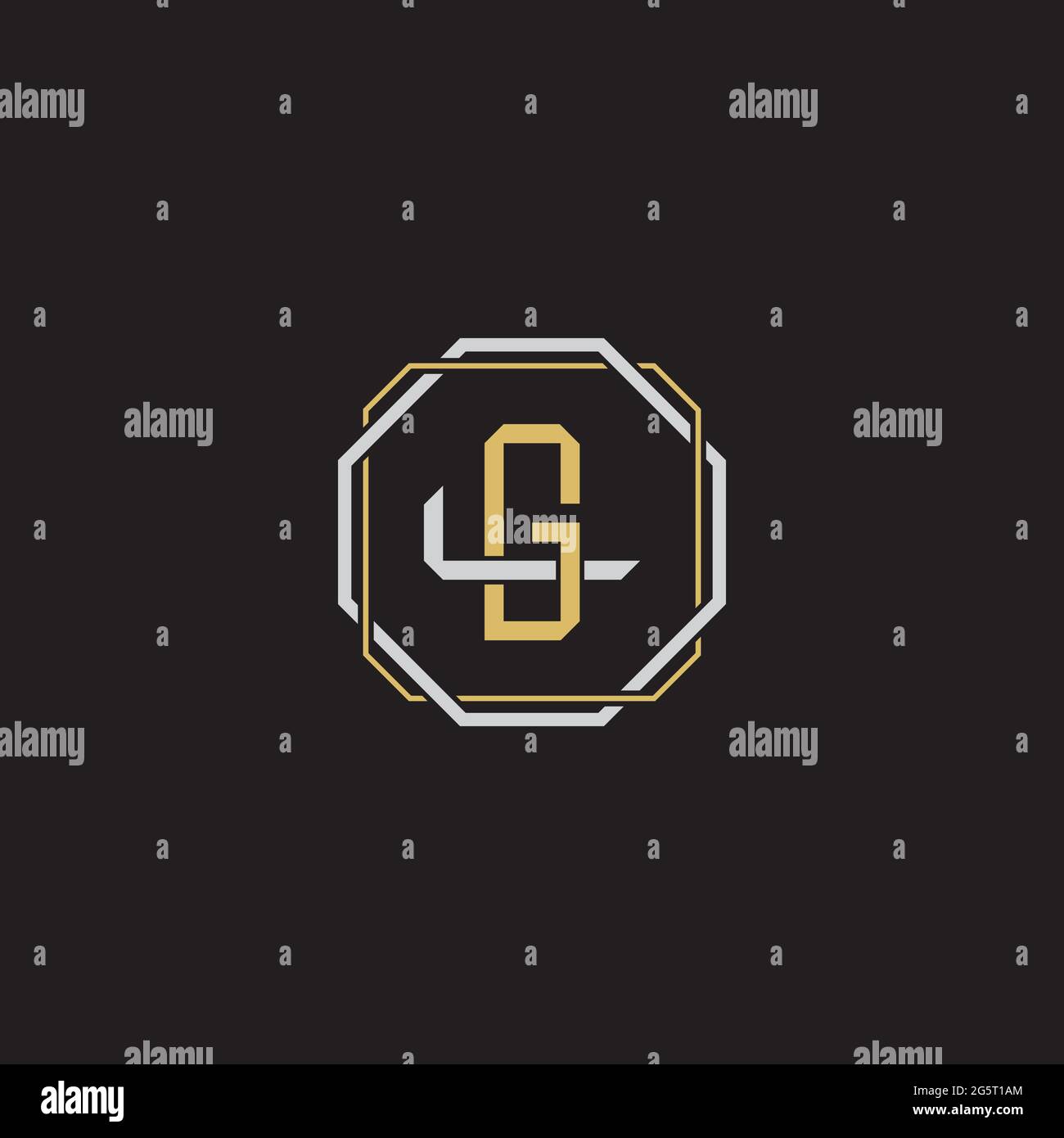 Initial letter overlapping interlock logo monogram line art style ...