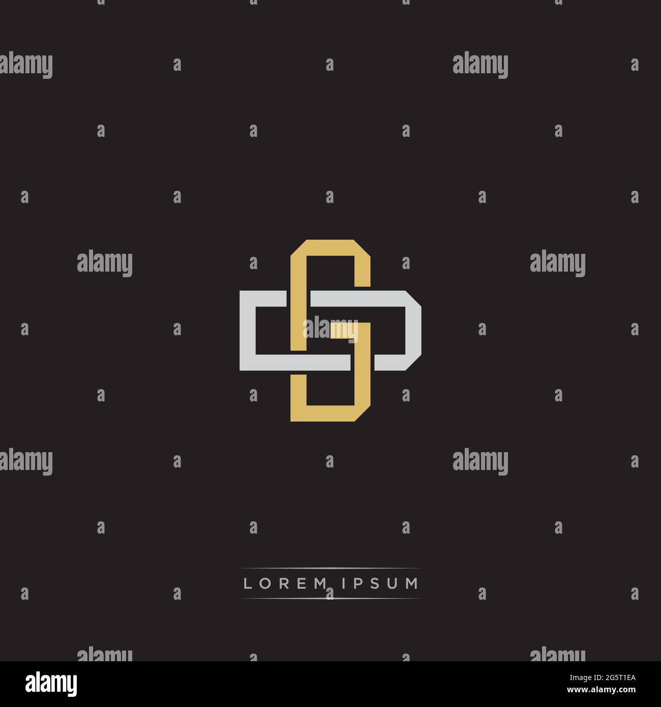 Initial letter overlapping interlock logo monogram line art style ...