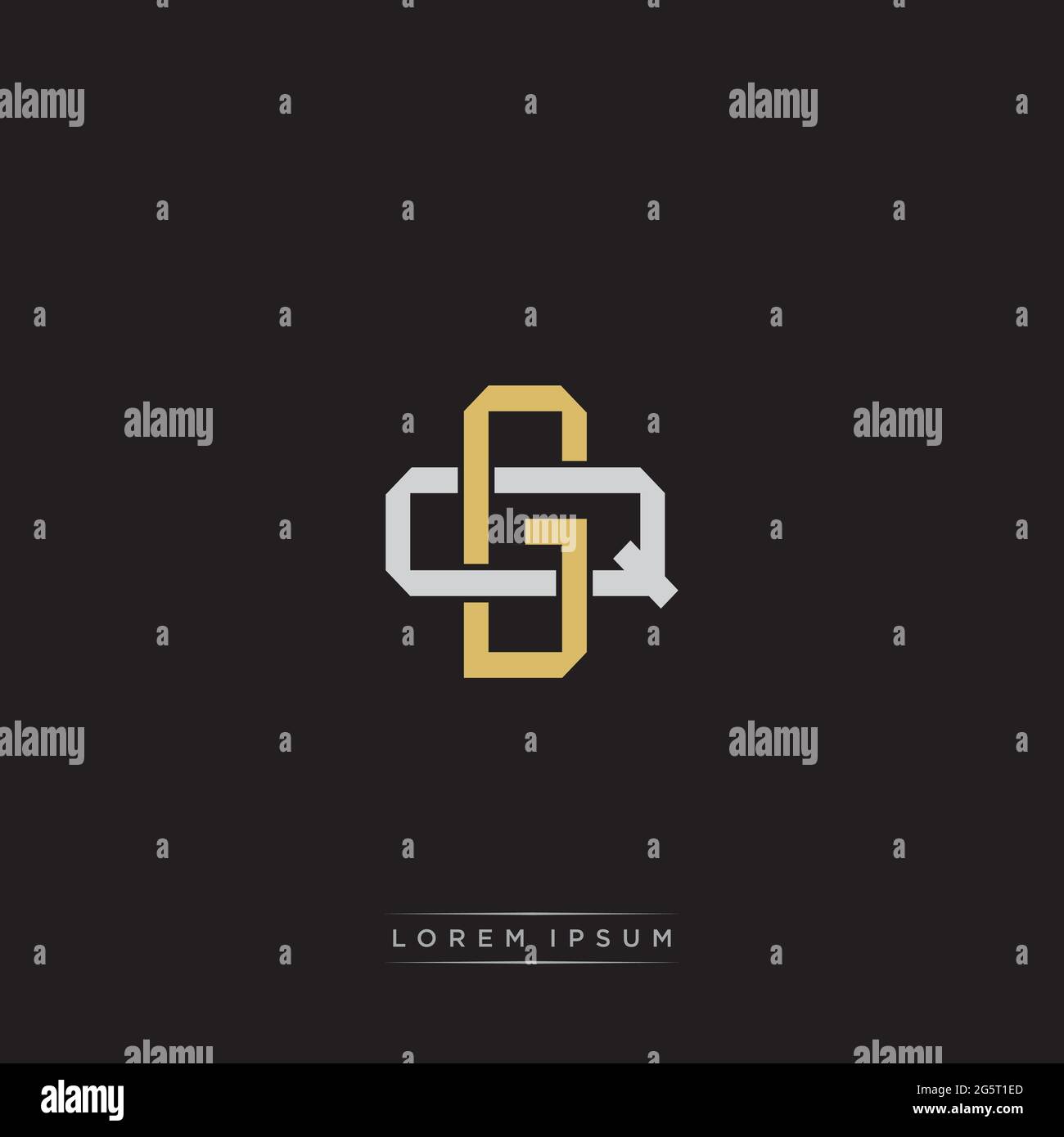 Initial letter overlapping interlock logo monogram line art style ...