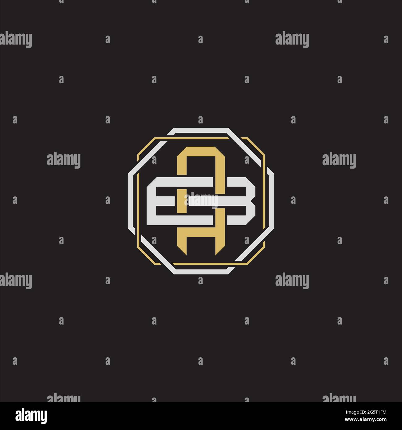 Initial letter overlapping interlock logo monogram line art style isolated on black background ...