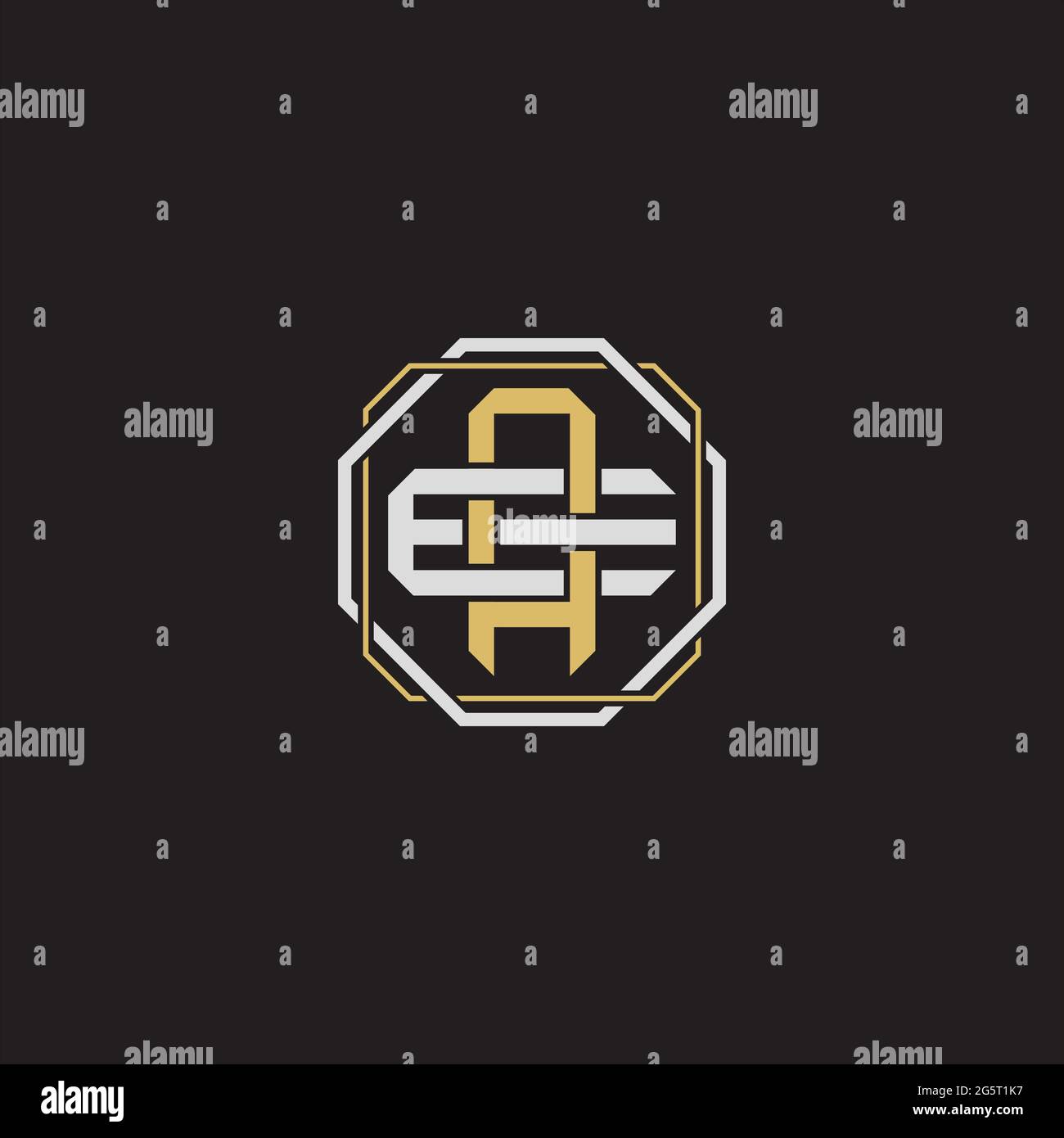 Initial letter overlapping interlock logo monogram line art style ...