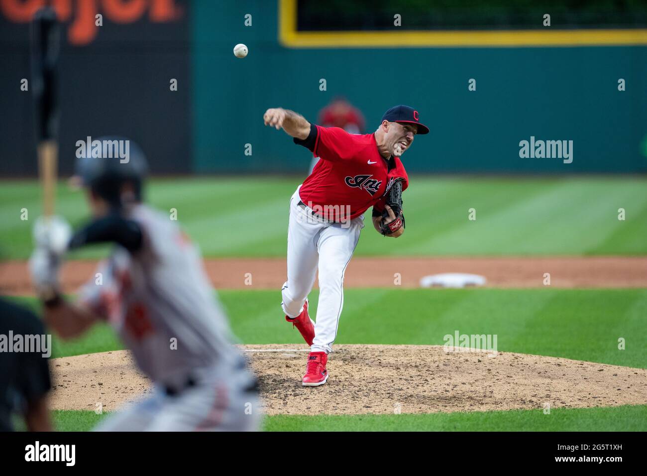 Cleveland Indians pitcher Blake Parker (53) pitches the ball during an ...