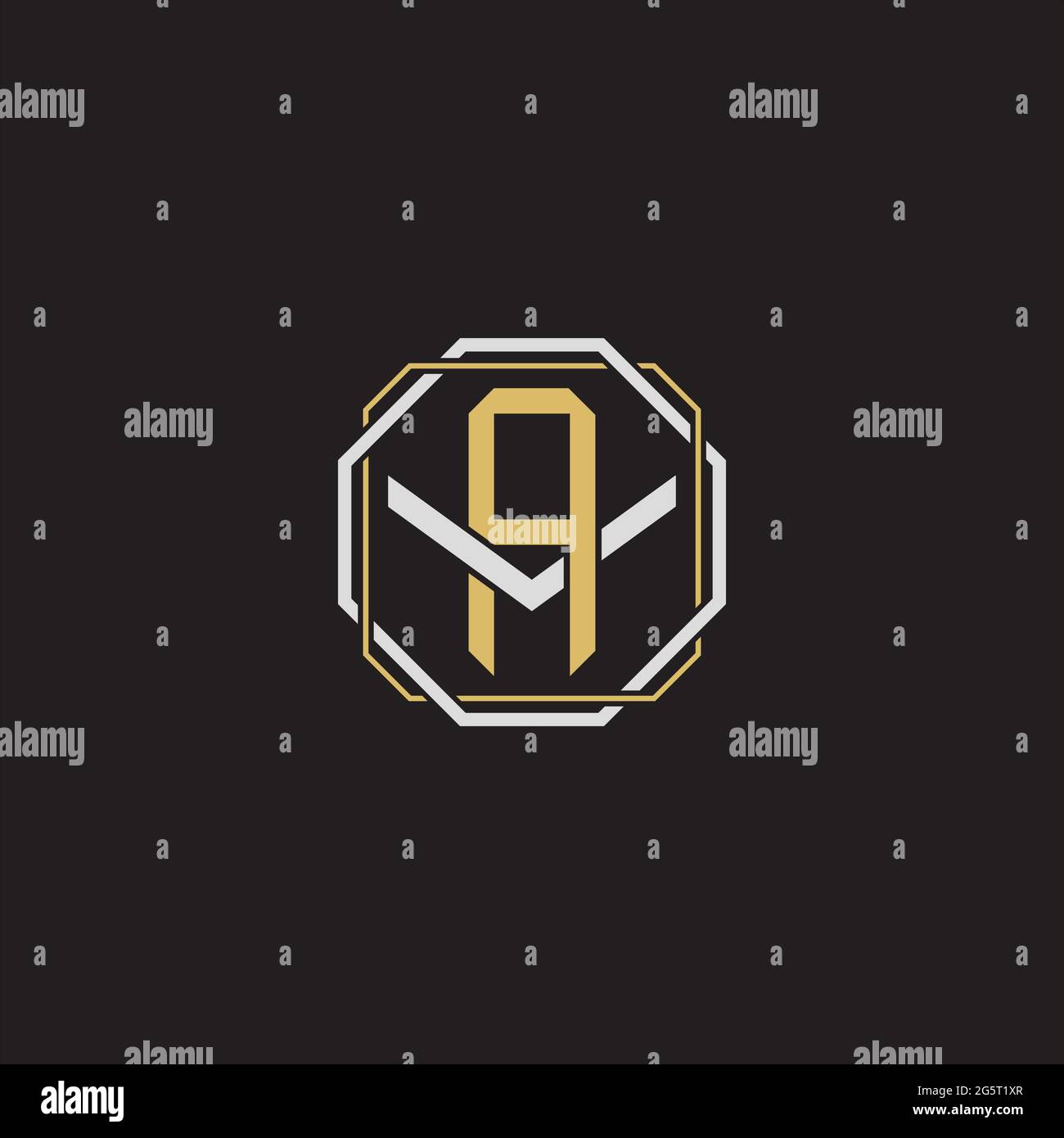 Initial letter overlapping interlock logo monogram line art style ...