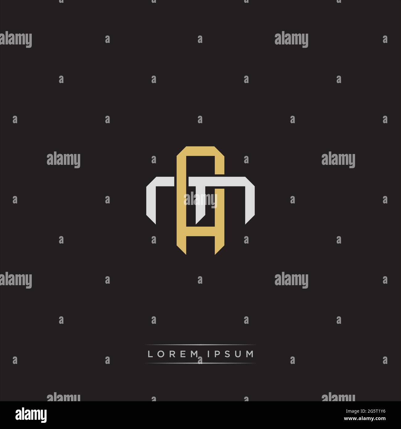 Initial letter overlapping interlock logo monogram line art style ...