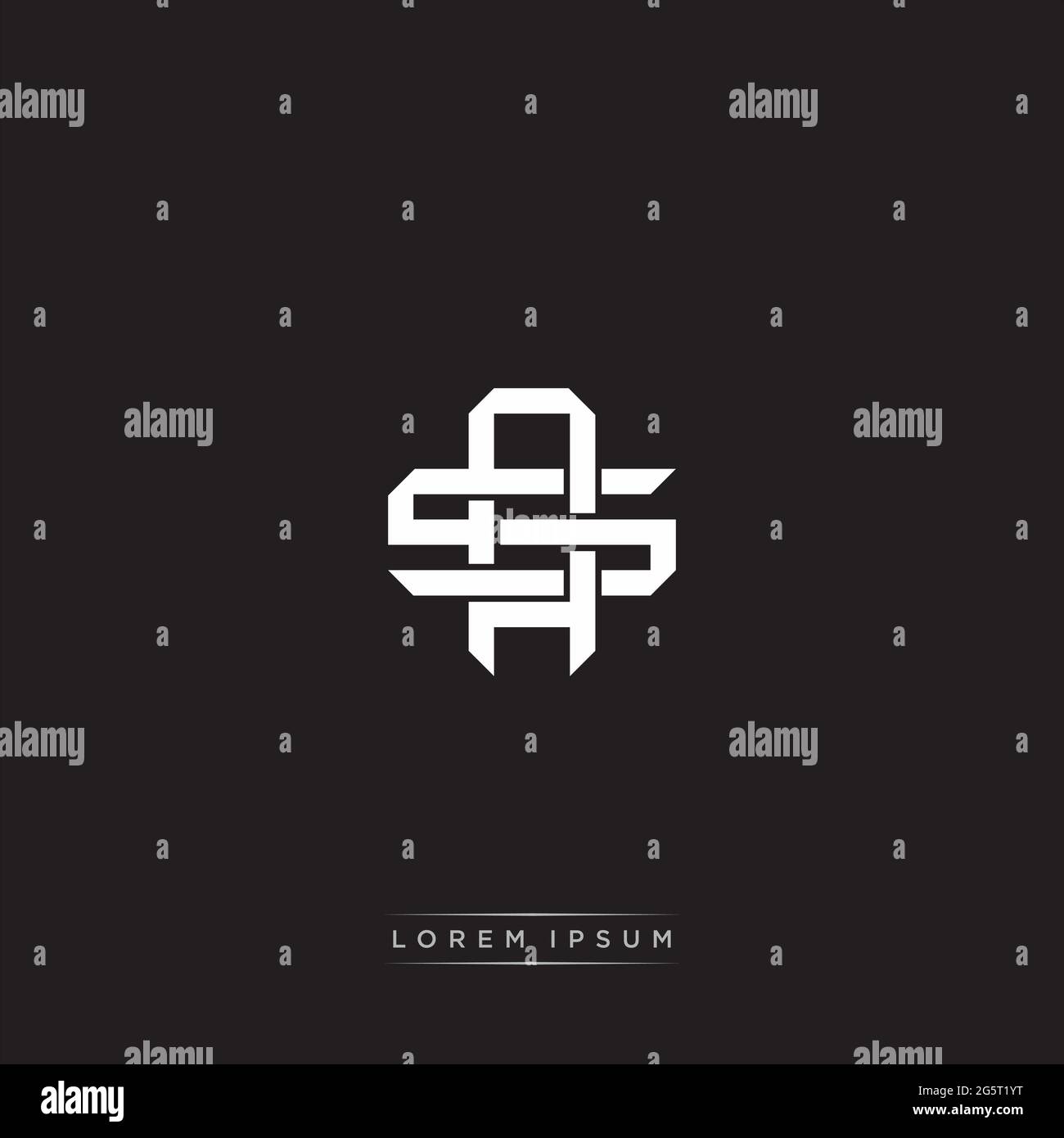 Initial letter overlapping interlock logo monogram line art style ...