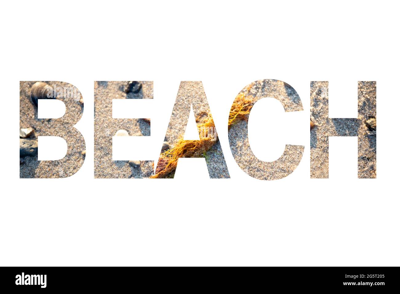 Word BEACH isolated on a white background Stock Photo - Alamy