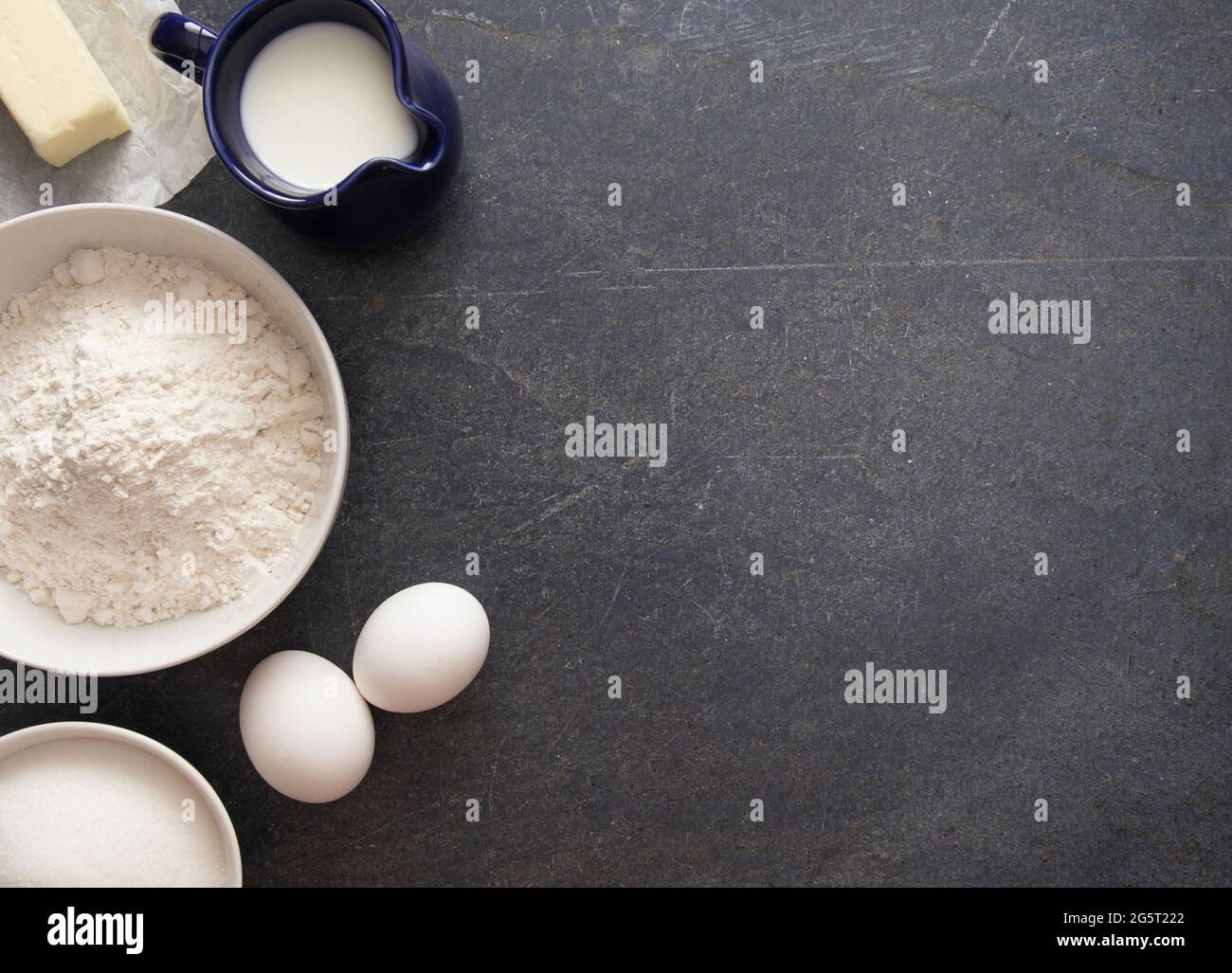 Baking Background on a Dark Slate Tabletop Stock Photo - Alamy