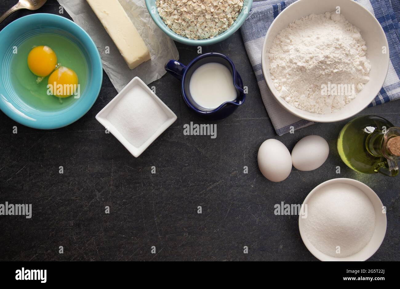 Baking Background on a Dark Slate Tabletop Stock Photo - Alamy