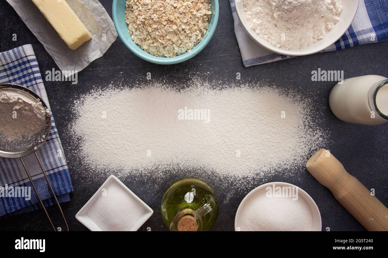 Baking Background on a Dark Slate Tabletop Stock Photo - Alamy