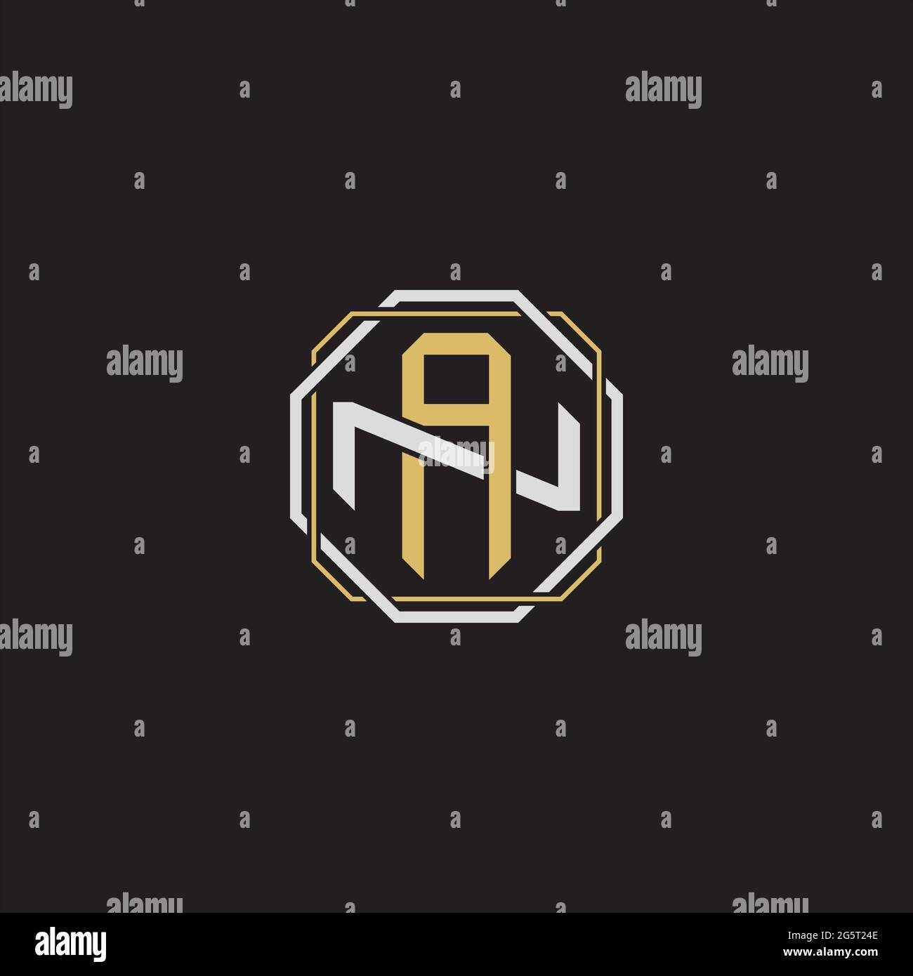 Initial letter overlapping interlock logo monogram line art style ...