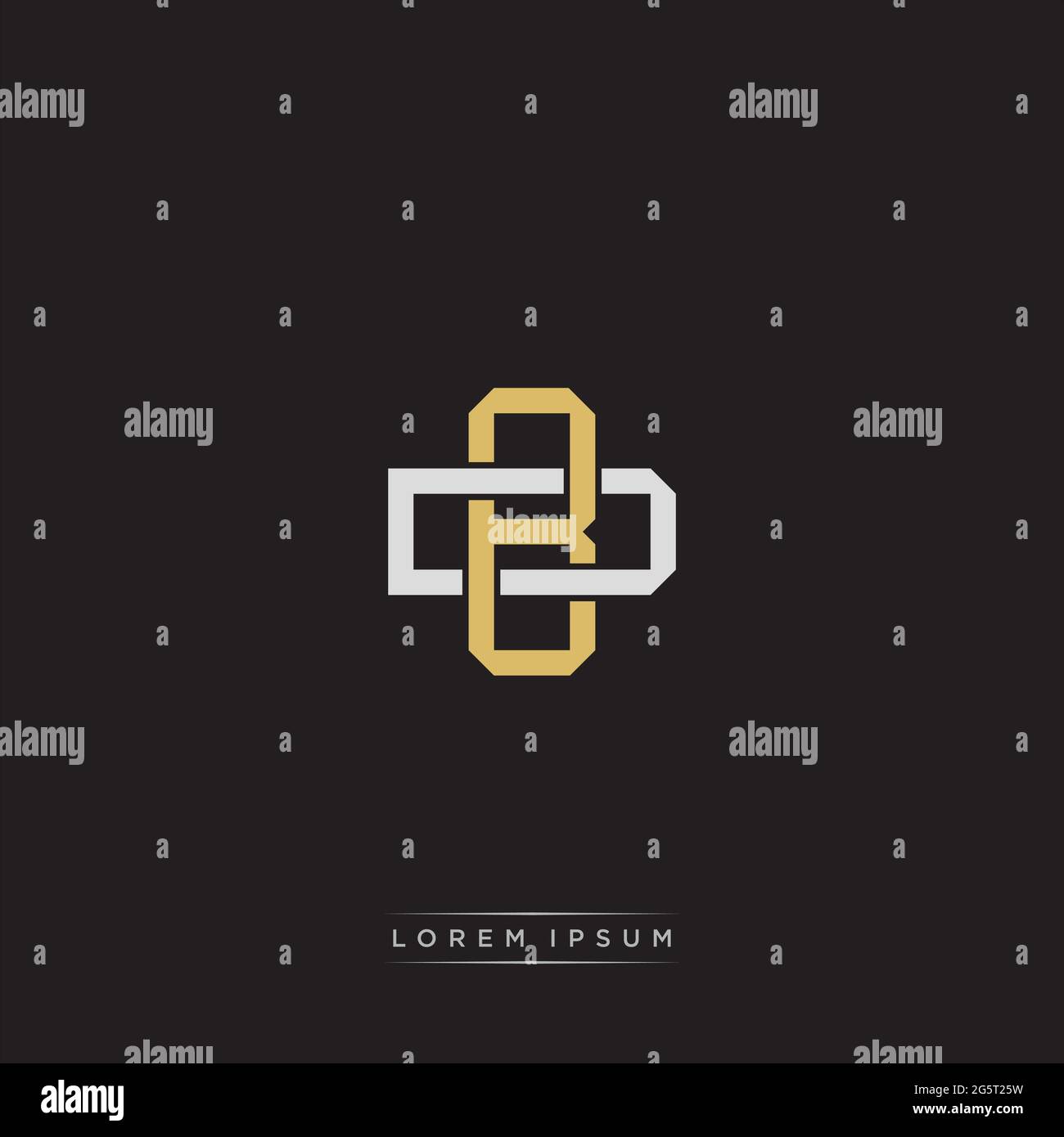 Initial letter overlapping interlock logo monogram line art style ...