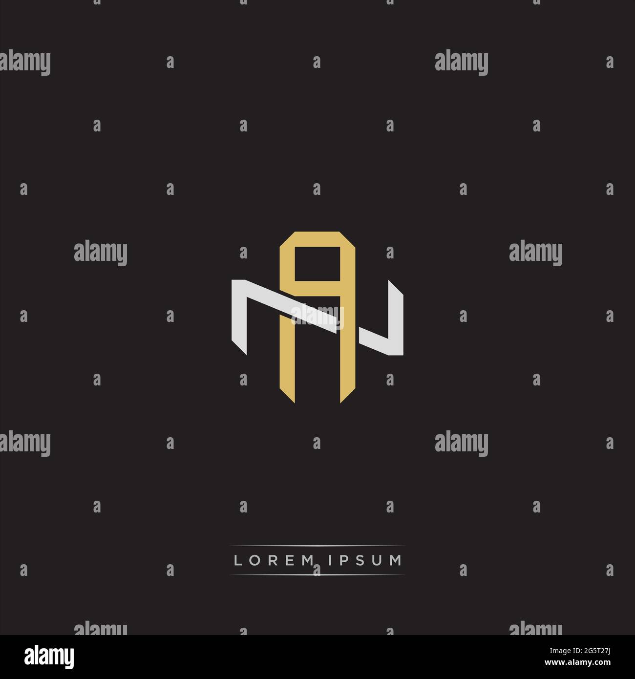 Initial letter overlapping interlock logo monogram line art style ...