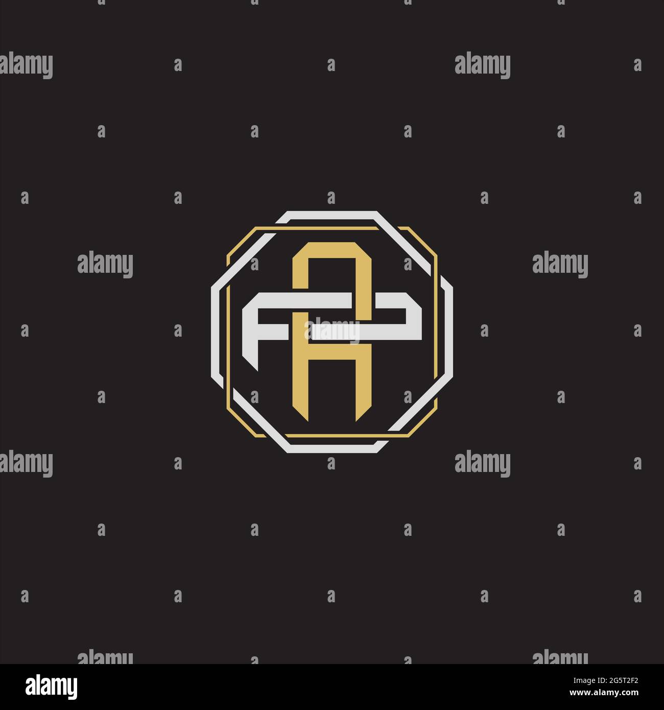 Initial letter overlapping interlock logo monogram line art style isolated on black background ...