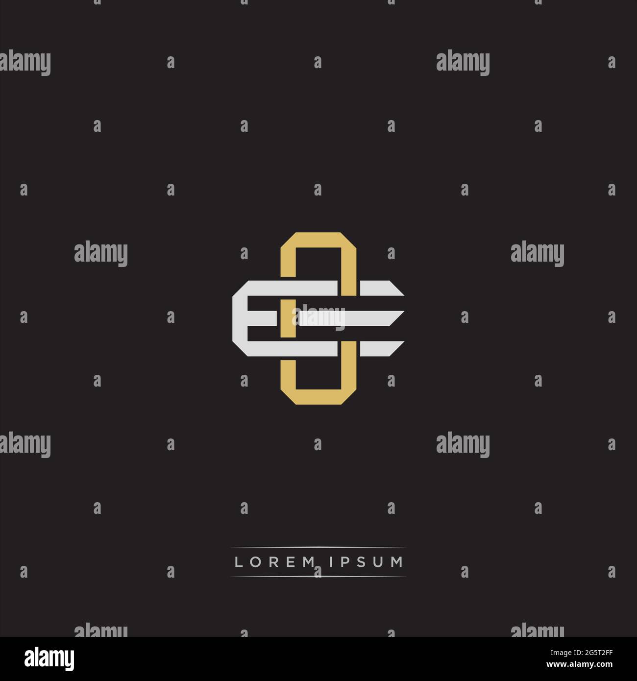 Initial letter overlapping interlock logo monogram line art style ...
