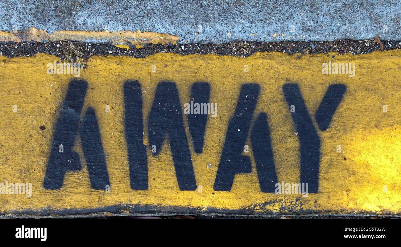 Away sign written on street pavement Stock Photo - Alamy