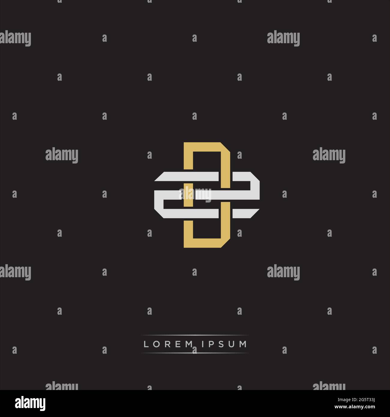 Initial letter overlapping interlock logo monogram line art style ...
