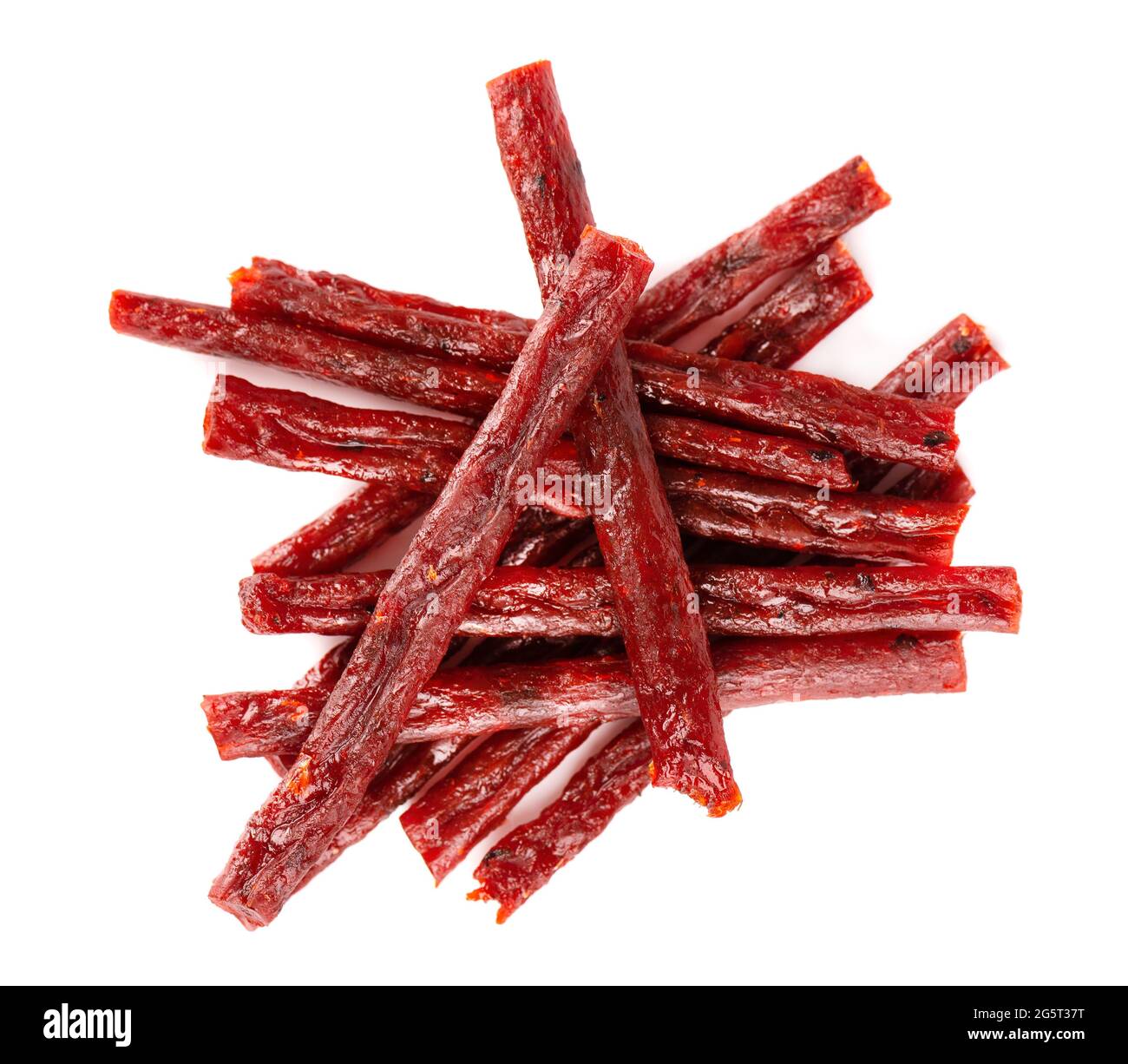 Dry salmon sticks isolated on white background. Dried fish snacks for ...