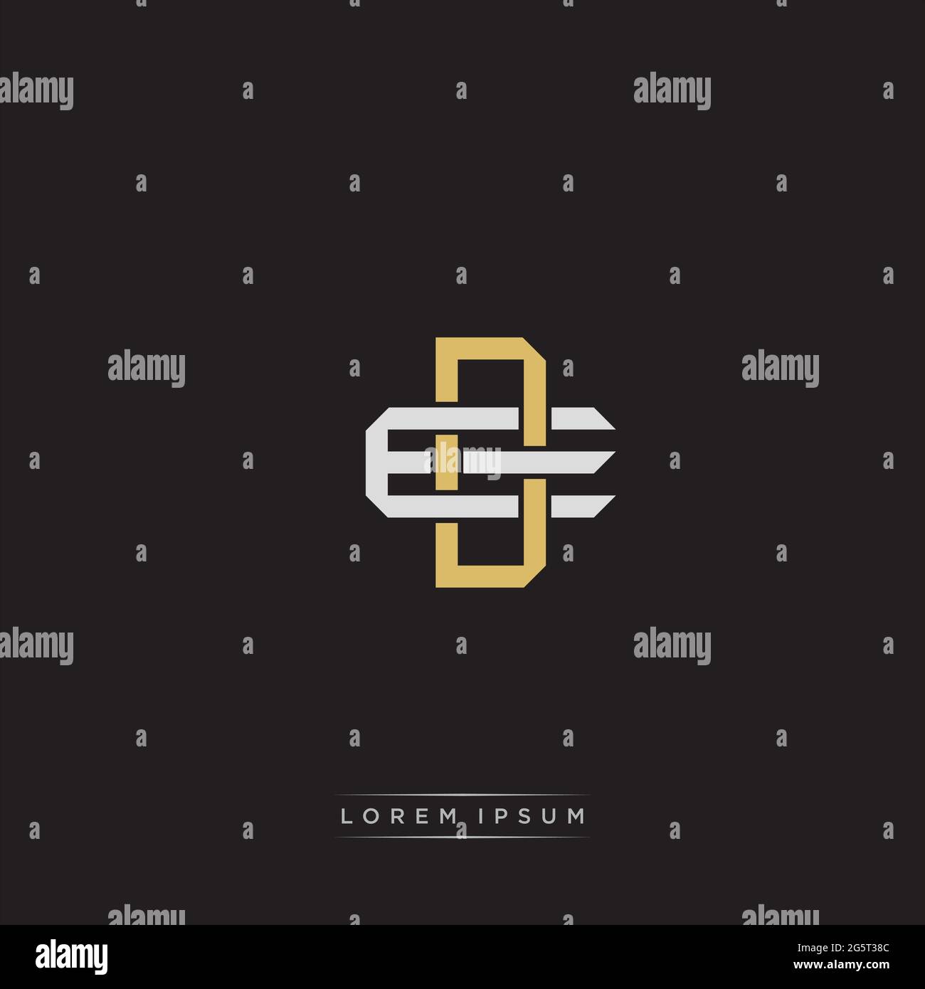 Initial letter overlapping interlock logo monogram line art style isolated on black background ...