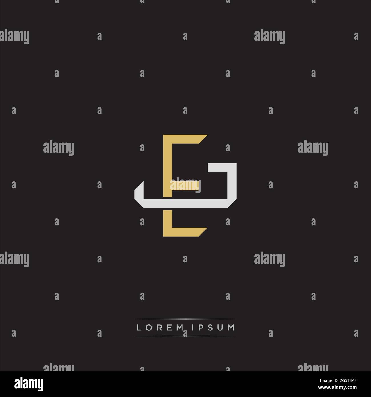 Initial letter overlapping interlock logo monogram line art style isolated on black background ...